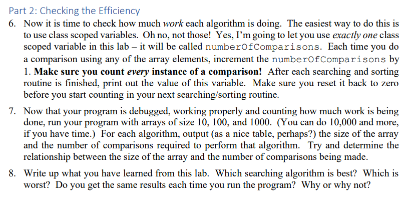 i have done linear, binary search and now I need to | Chegg.com