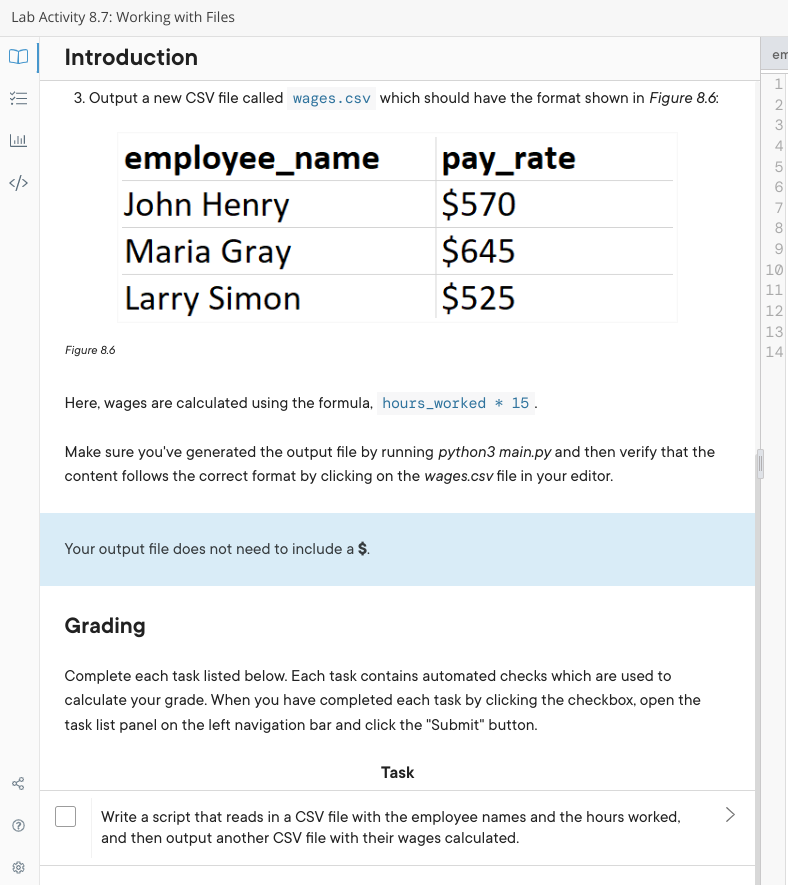 Solved Lab Activity 8.7: Working with Files Introduction | Chegg.com