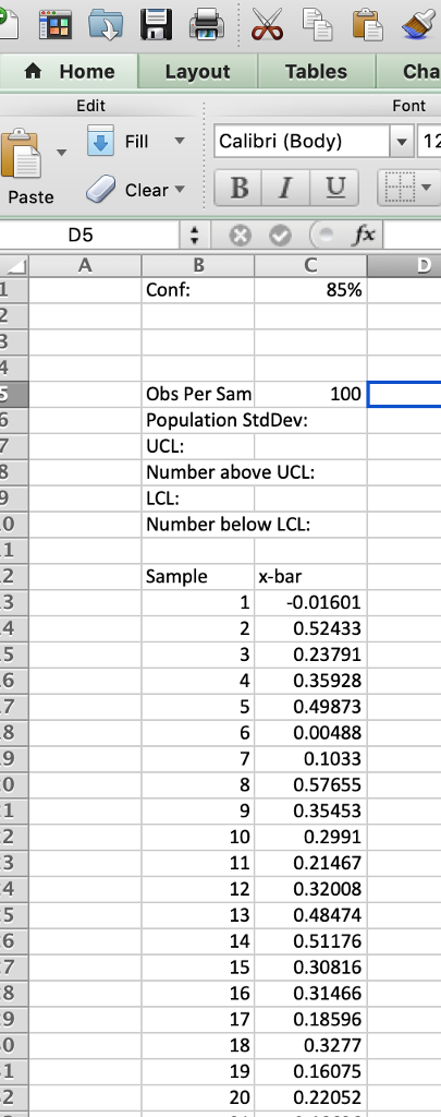 Solved Home Layout Tables Cha Edit Font Fill Calibri (Body)> | Chegg.com
