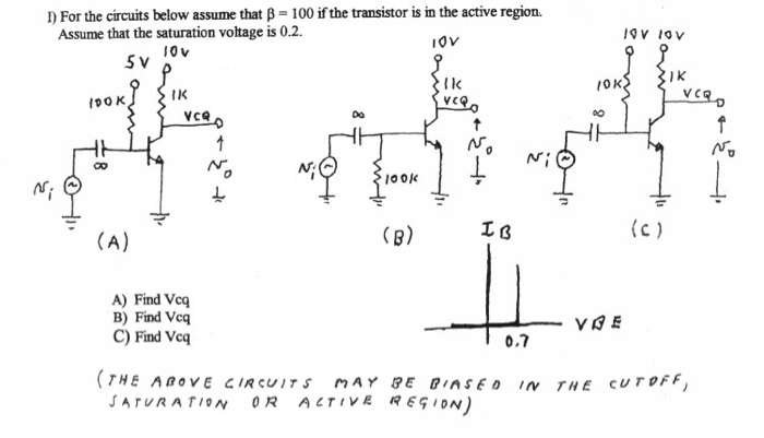 Solved For the circuits below assume that beta = 100 if the | Chegg.com