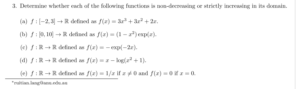 Solved 3. Determine whether each of the following functions | Chegg.com