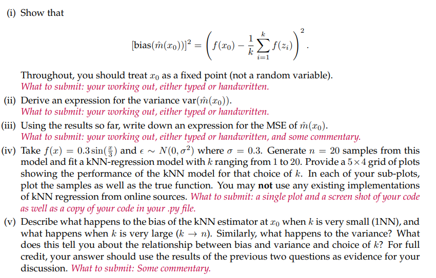 Solved (kNN Regression) Note: Using an existing/online | Chegg.com