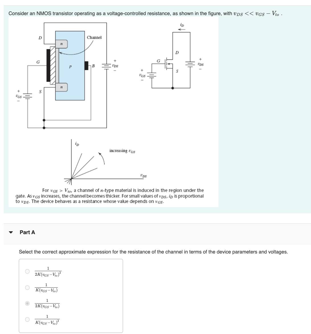 Solved Consider an NMOS transistor operating as a | Chegg.com
