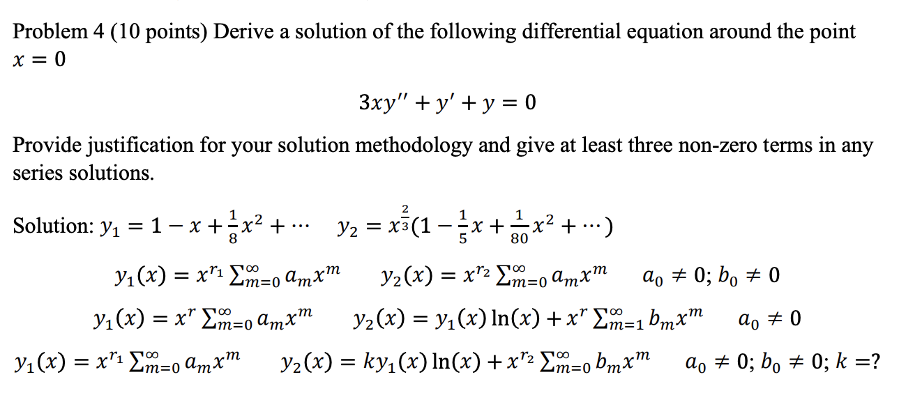 Solved Problem 4 (10 points) Derive a solution of the | Chegg.com