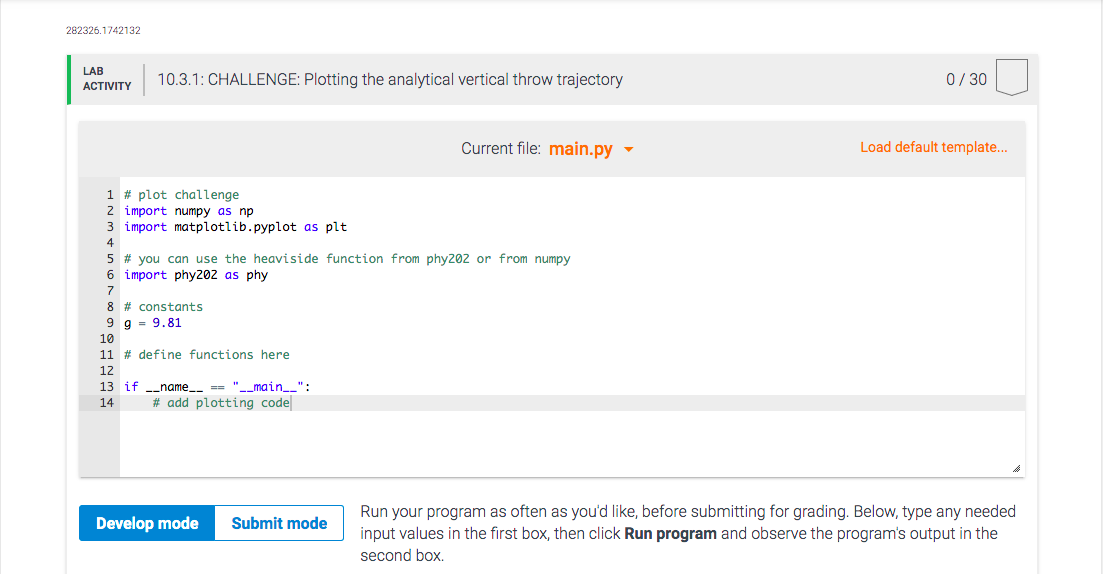 Solved 10.3 CHALLENGE: Plotting the analytical vertical | Chegg.com