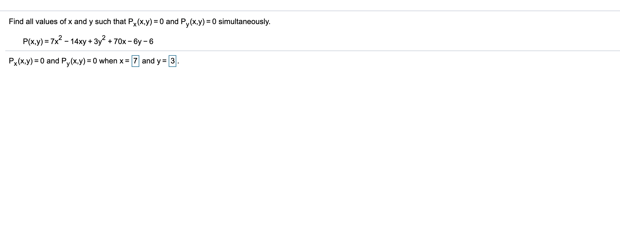 Solved Find all values of x and y such that Px(x,y) = 0 and | Chegg.com