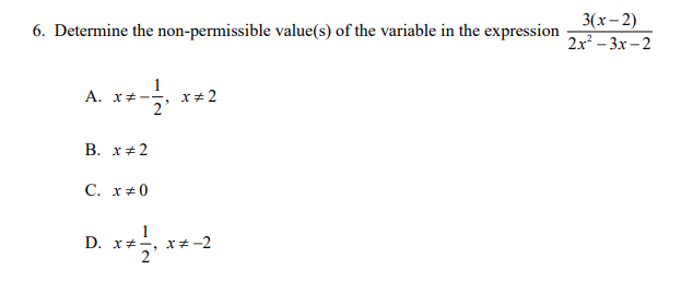 Solved 6. Determine the non-permissible value(s) of the | Chegg.com