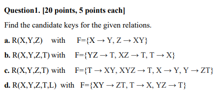 Solved Question1. [20 points, 5 points each] Find the | Chegg.com
