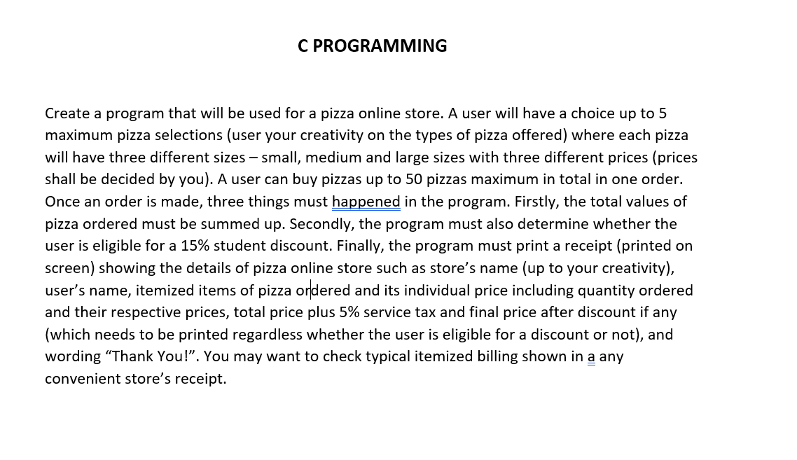 Solved C PROGRAMMING Create a program that will be used for | Chegg.com