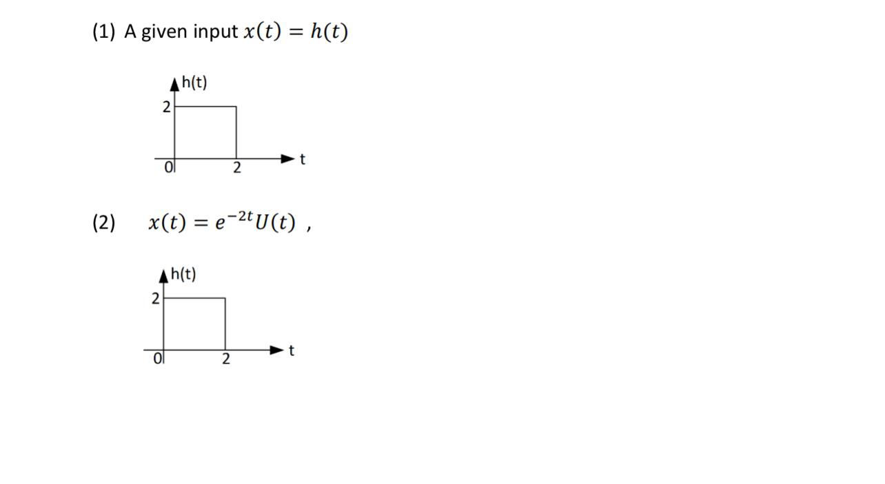 given input x(t)=h(t) x(t)=e−2tU(t) | Chegg.com