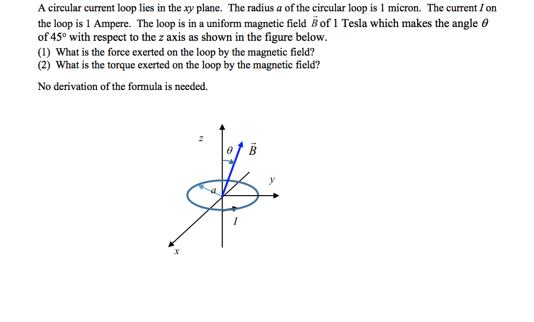 Solved A circular current loop lies in the xy plane. The | Chegg.com