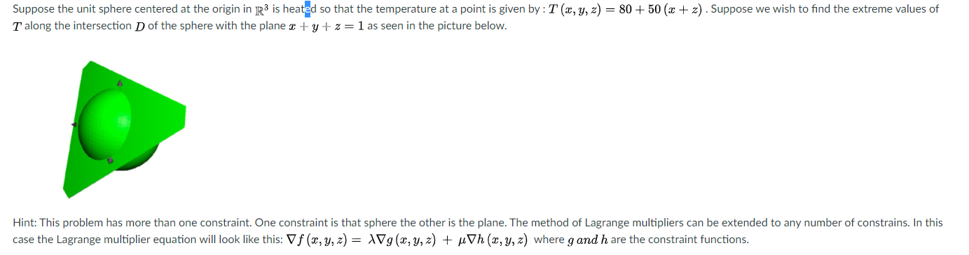 Solved Suppose the unit sphere centered at the origin in R3 | Chegg.com