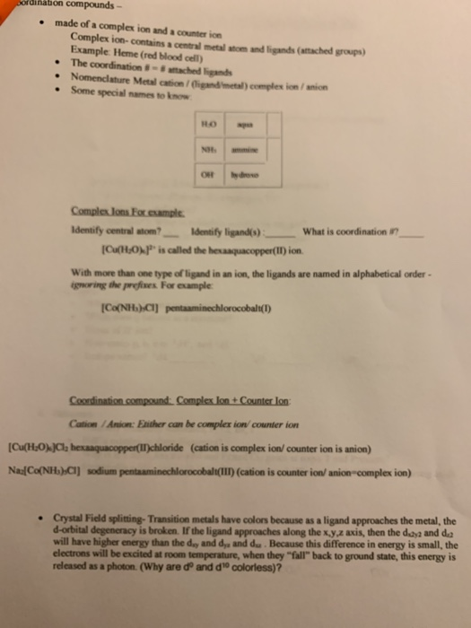 Solved dinaion compounds made of a complex ion and a counter | Chegg.com