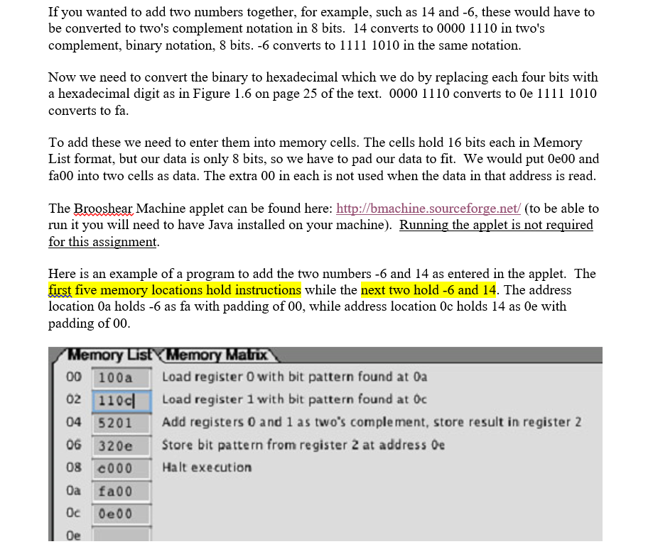 Brookshear Machine- Modify the code so that it adds | Chegg.com