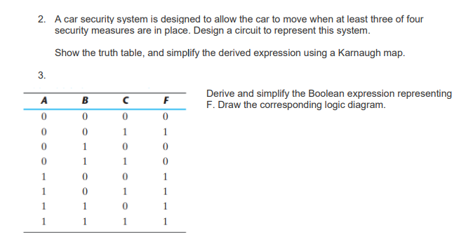 Solved 2. A car security system is designed to allow the car | Chegg.com
