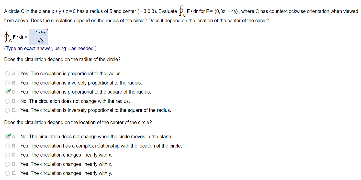 Solved A circle C in the plane x + y + z = 0 has a radius of | Chegg.com