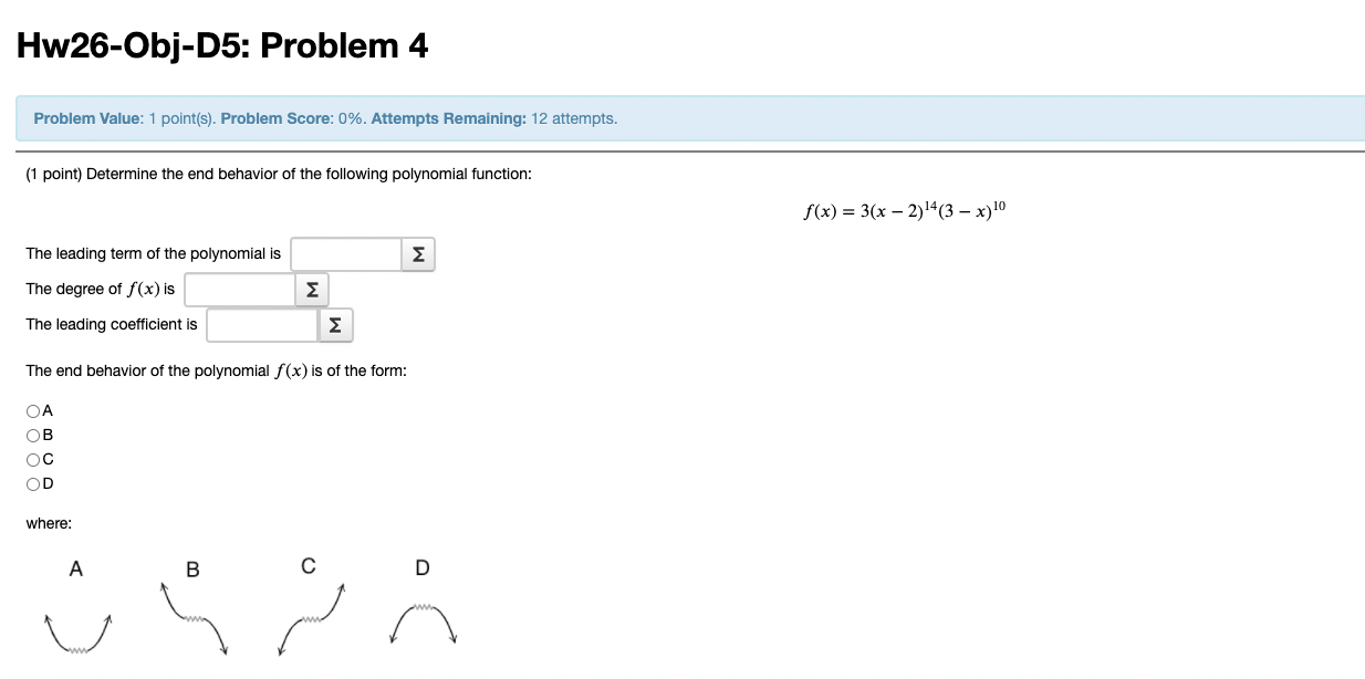 Solved Hw26 Obj D5 Problem 4 Problem Value 1 Points 