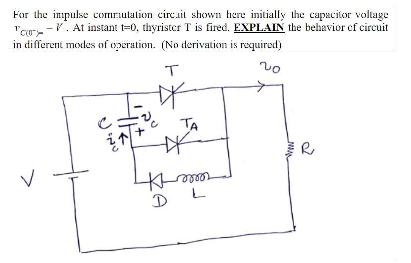Solved For the impulse commutation circuit shown here | Chegg.com