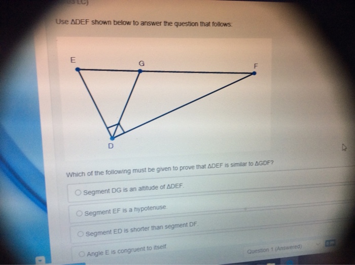 Solved Use ADEF shown below to answer the question that | Chegg.com