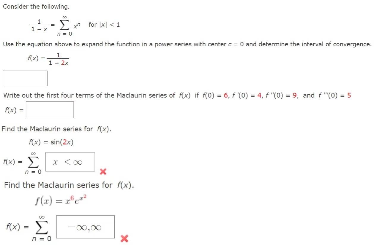 Solved Consider the following. 1 1-X xn for x