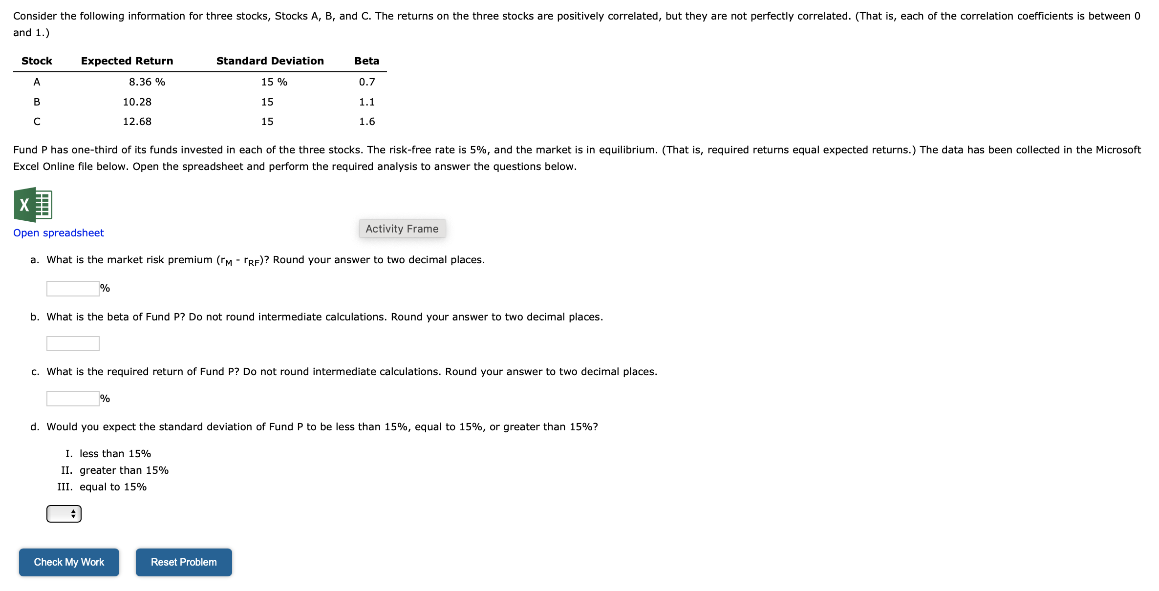 Solved and 1.) Excel Online file below. Open the spreadsheet | Chegg.com