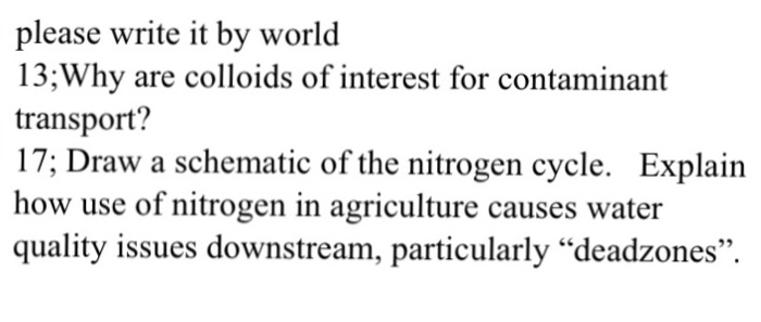 Solved Why are colloids of interest for contaminant | Chegg.com Solved Why are colloids of interest for contaminant | Chegg.com