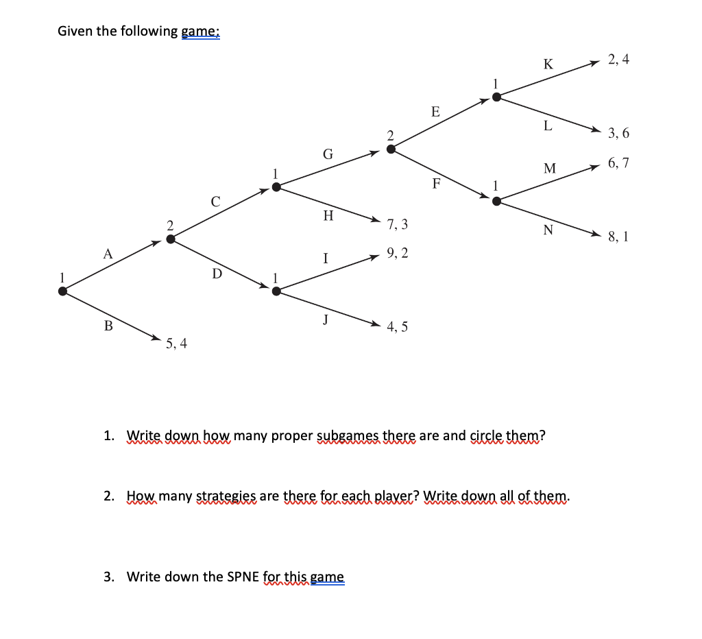 Solved Given the following game: Write down how many proper | Chegg.com
