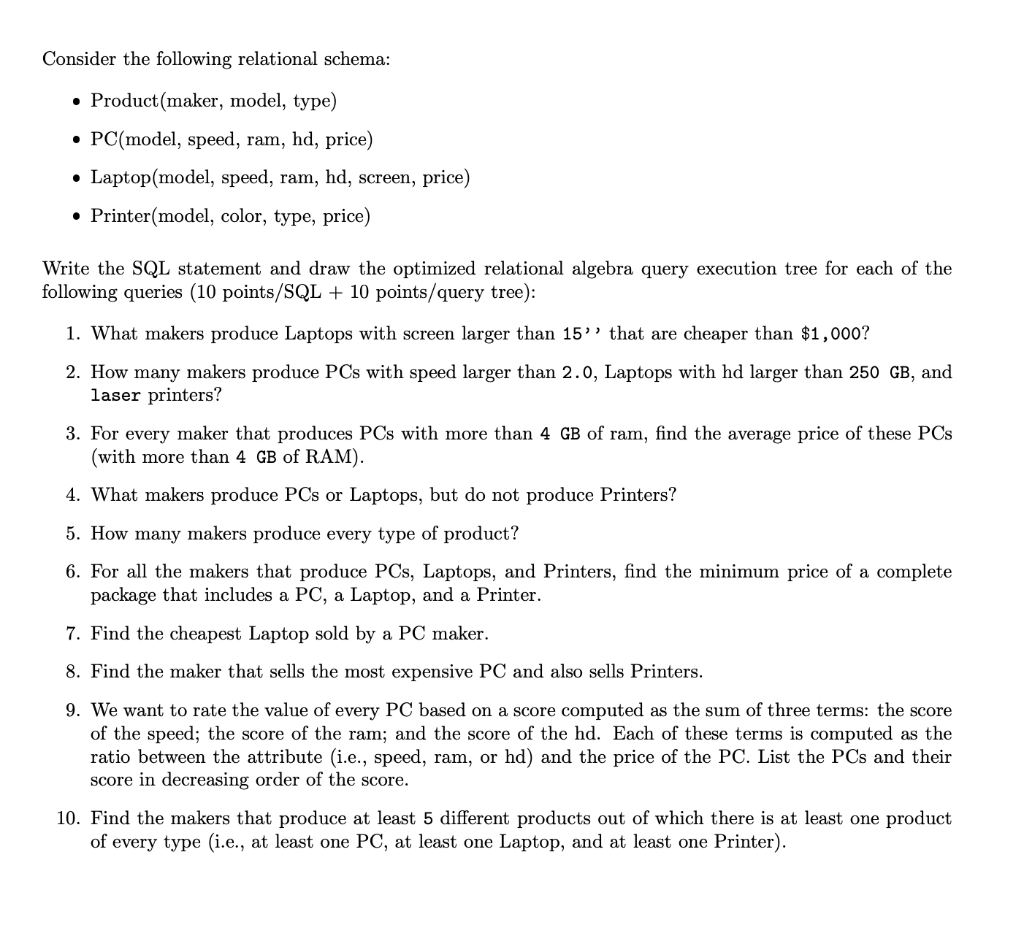 Solved Consider the following relational schema: - | Chegg.com