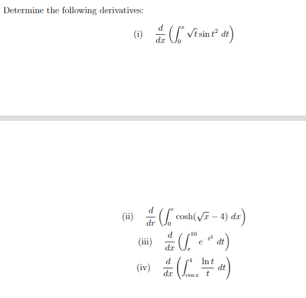 Solved Determine the following derivatives: (i) | Chegg.com
