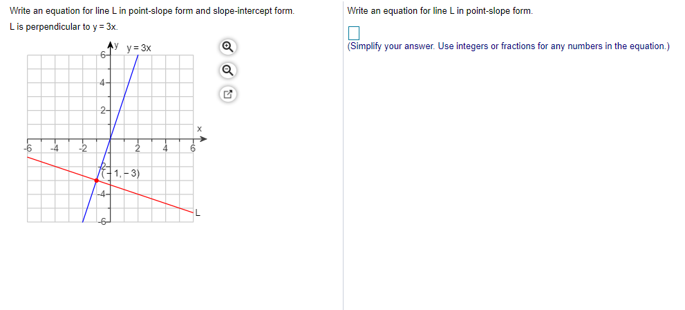 Solved Write an equation for line L in point-slope form and | Chegg.com