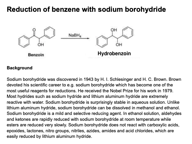 Reduction of benzene with sodium borohydride OH NaBHA | Chegg.com
