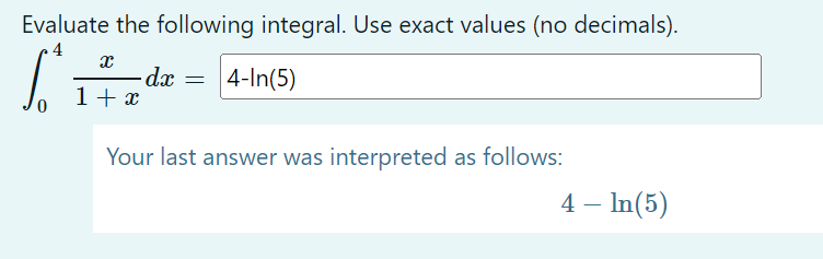 Solved Evaluate the following integral. Use exact values (no | Chegg.com