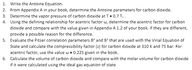 Solved 1. Write the Antoine Equation. 2. From Appendix A in | Chegg.com
