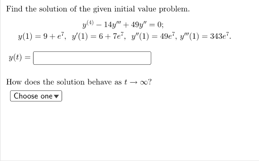 Solved Find the solution of the given initial value problem. | Chegg.com