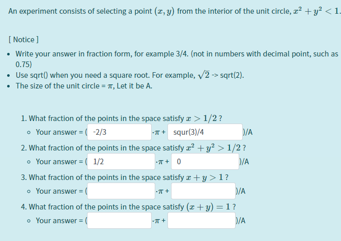 Solved An experiment consists of selecting a point (x,y) | Chegg.com
