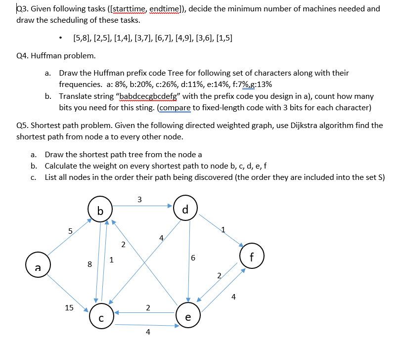 Solved Q3. Given following tasks ([starttime, endtime]), | Chegg.com