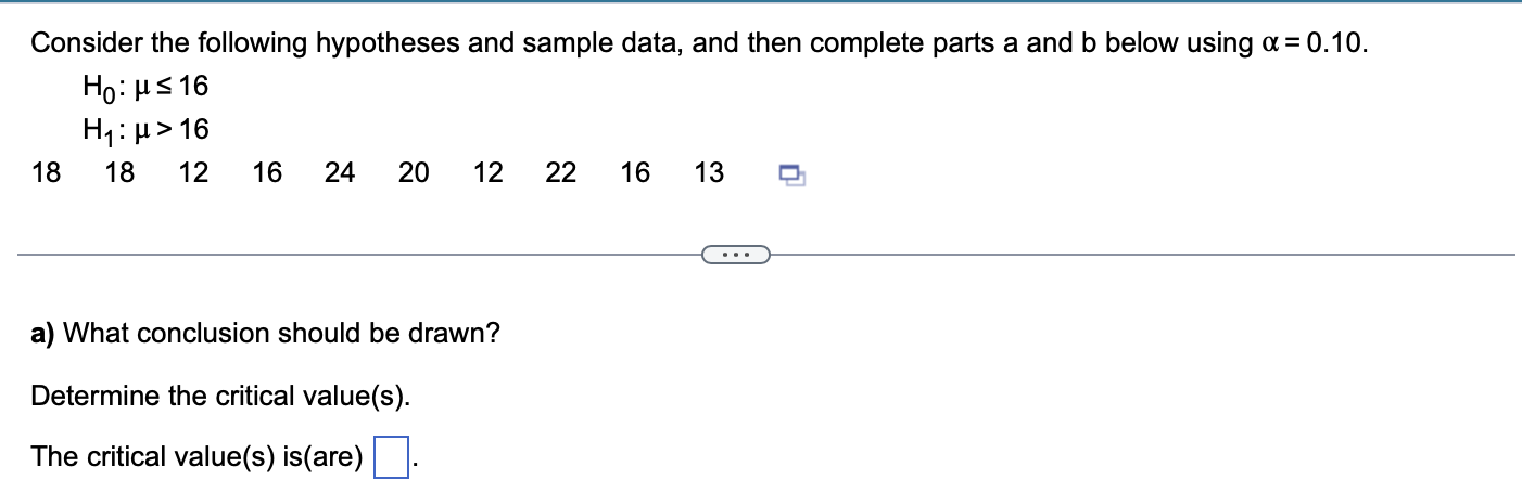 Solved Consider the following hypotheses and sample data, | Chegg.com