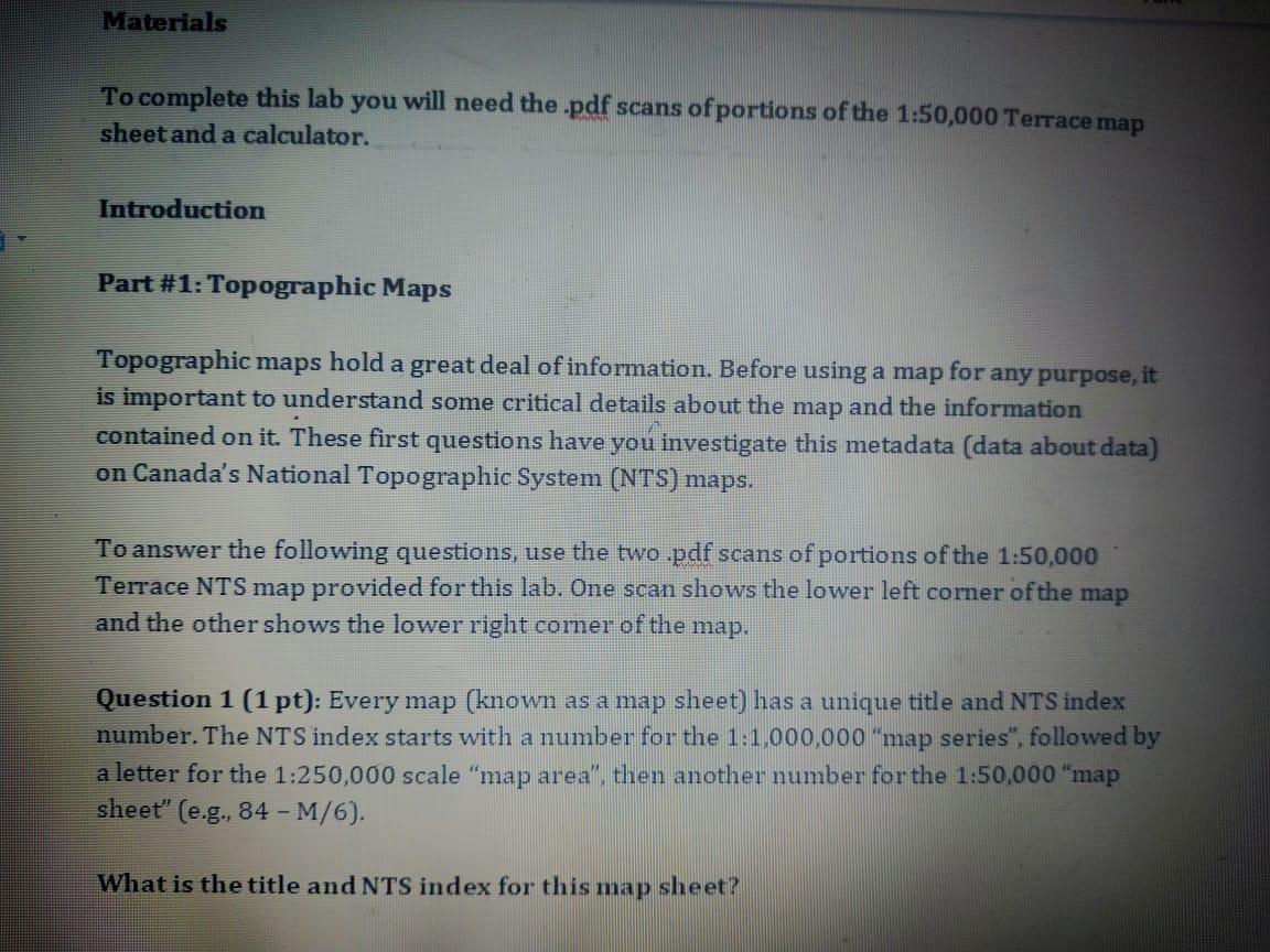 Materials To complete this lab you will need the.pdf | Chegg.com