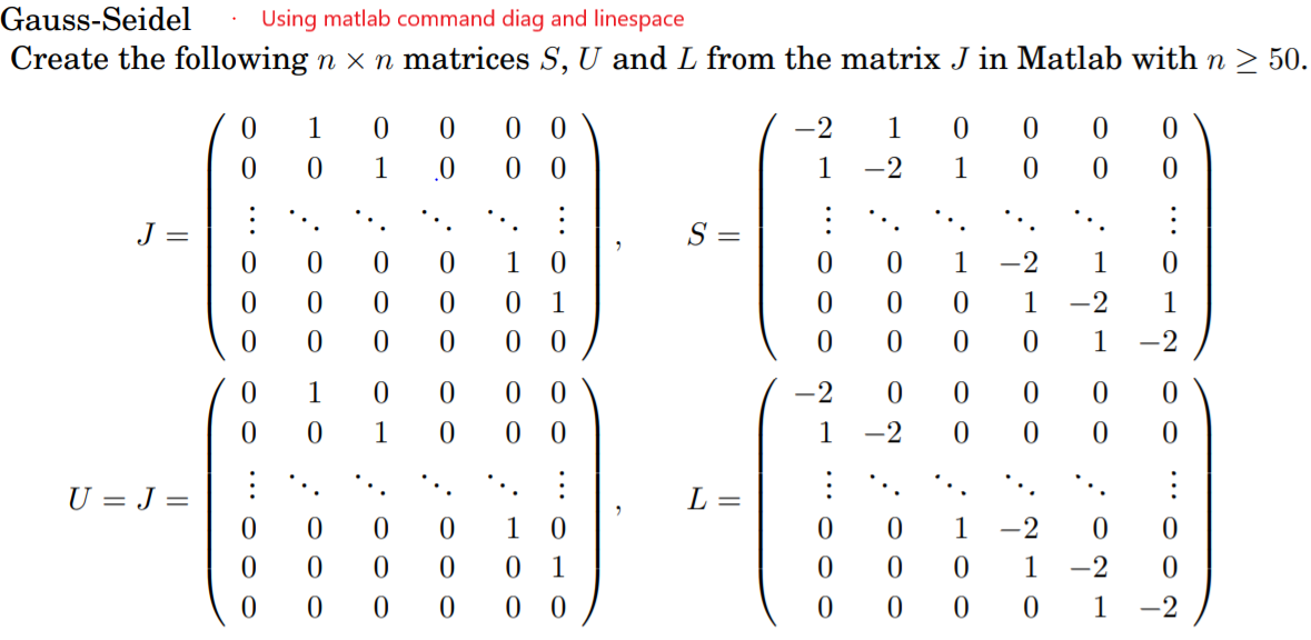 Solved Gauss-Seidel Using matlab command diag and linespace | Chegg.com