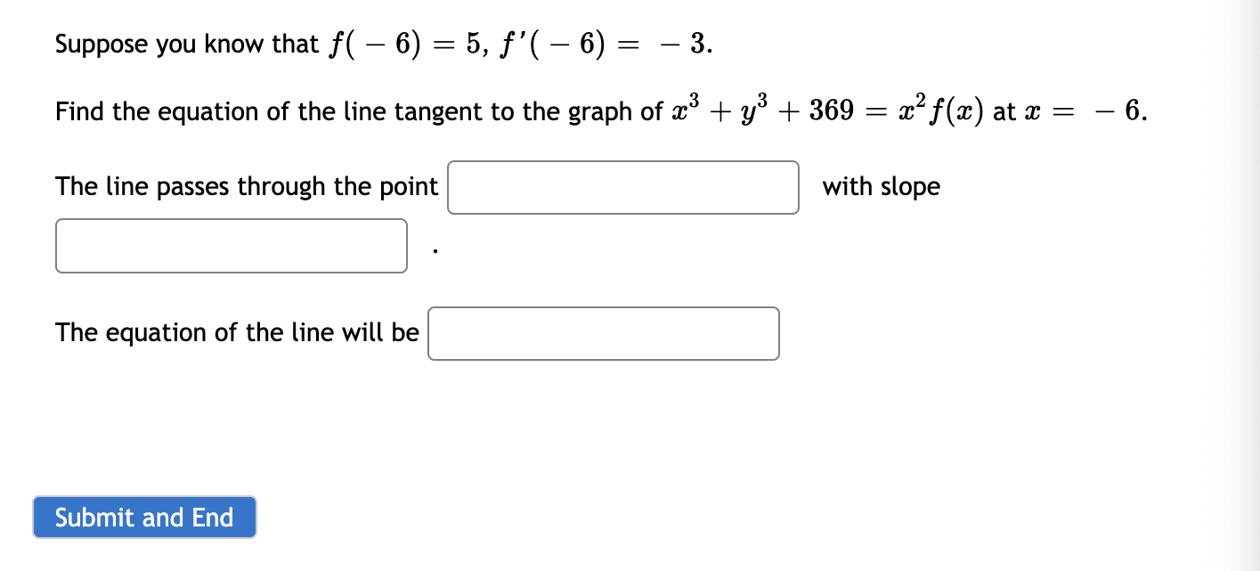 Solved = Suppose you know that f( – 6) = 5, f'( – 6) = = – | Chegg.com