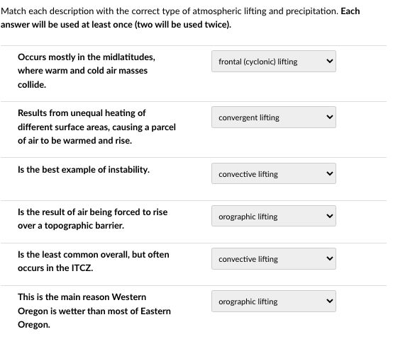 Solved Match each description with the correct type of | Chegg.com