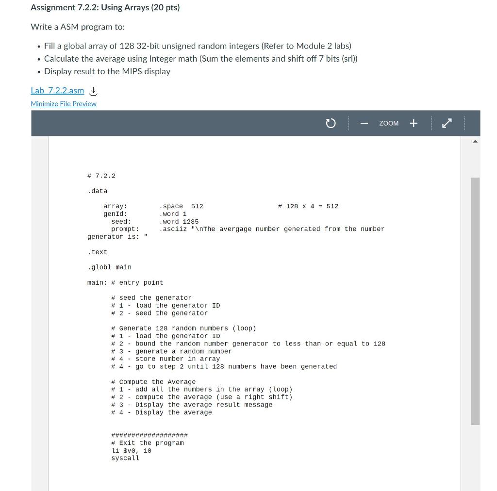 Solved Assignment 7 2 2 Using Arrays 20 Pts Write A Asm