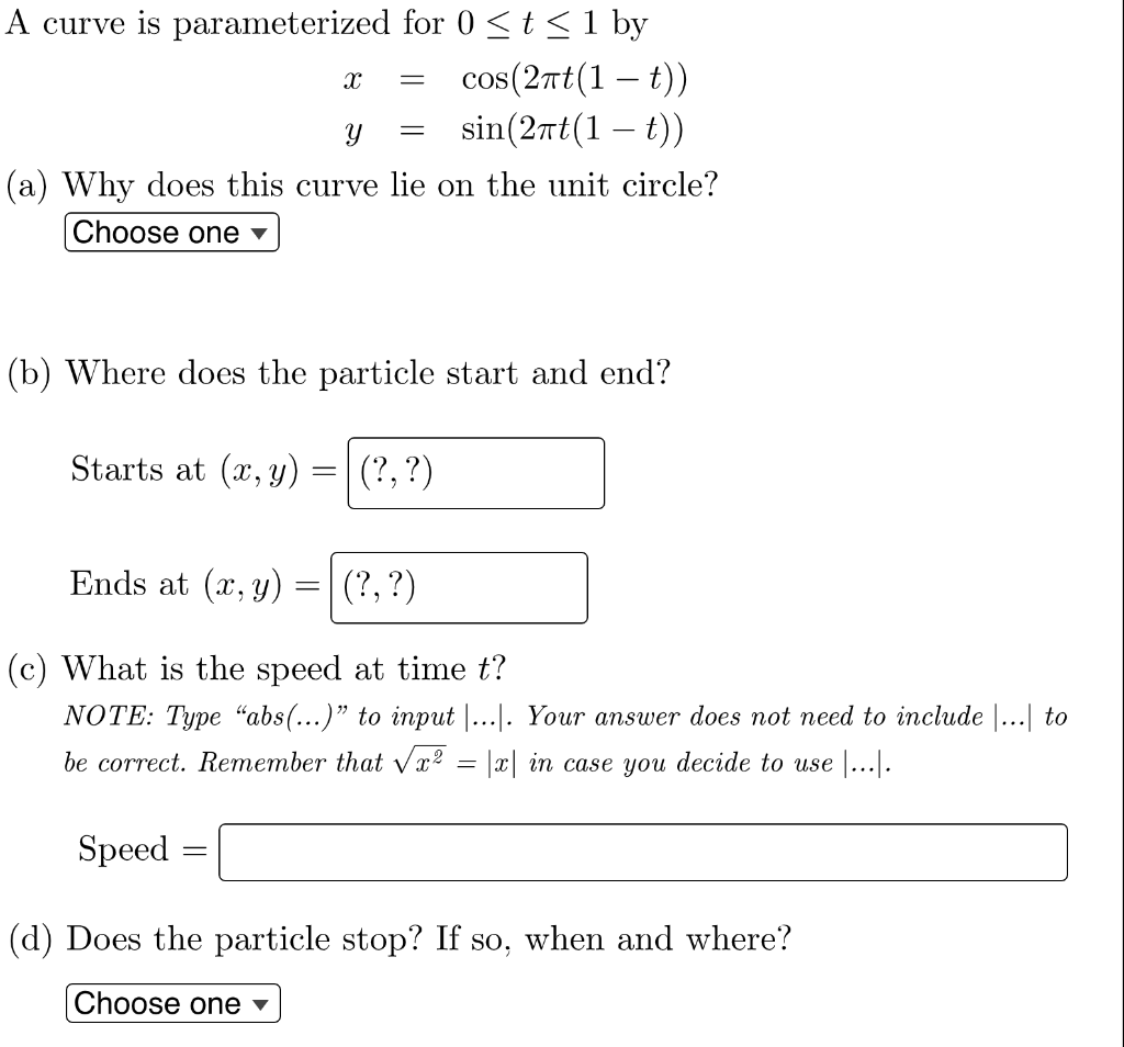 Solved A curve is parameterized for 0≤t≤1 by | Chegg.com