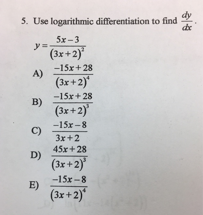 Solved Use logarithmic differentiation to find dy/dx. Y = | Chegg.com