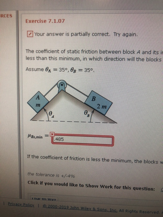 Solved the coefficient of static friction between block A | Chegg.com