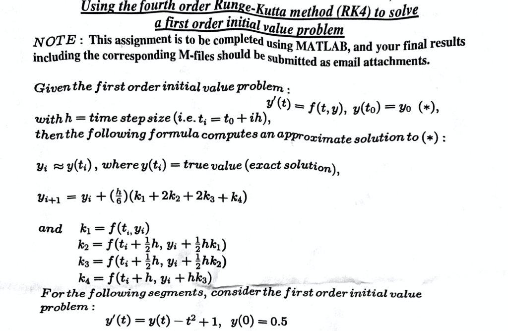 Using the fourth order Kunge-Kutta method (RK4) to | Chegg.com