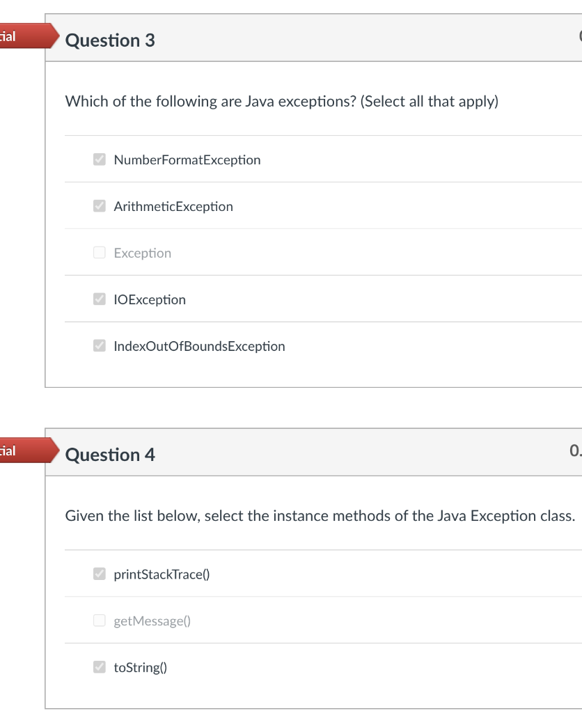 Solved cial Question 3 Which of the following are Java | Chegg.com