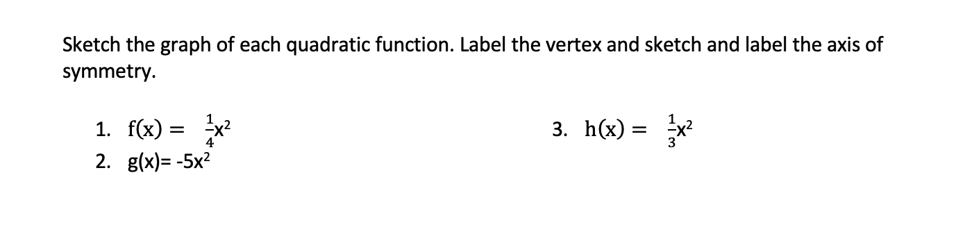 Solved Sketch the graph of each quadratic function. Label | Chegg.com