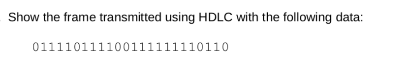 Solved Show the frame transmitted using HDLC with the | Chegg.com