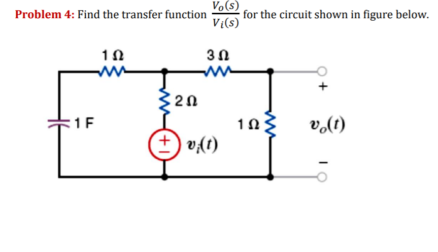 Solved Vs Problem 4 Find The Transfer Function For The